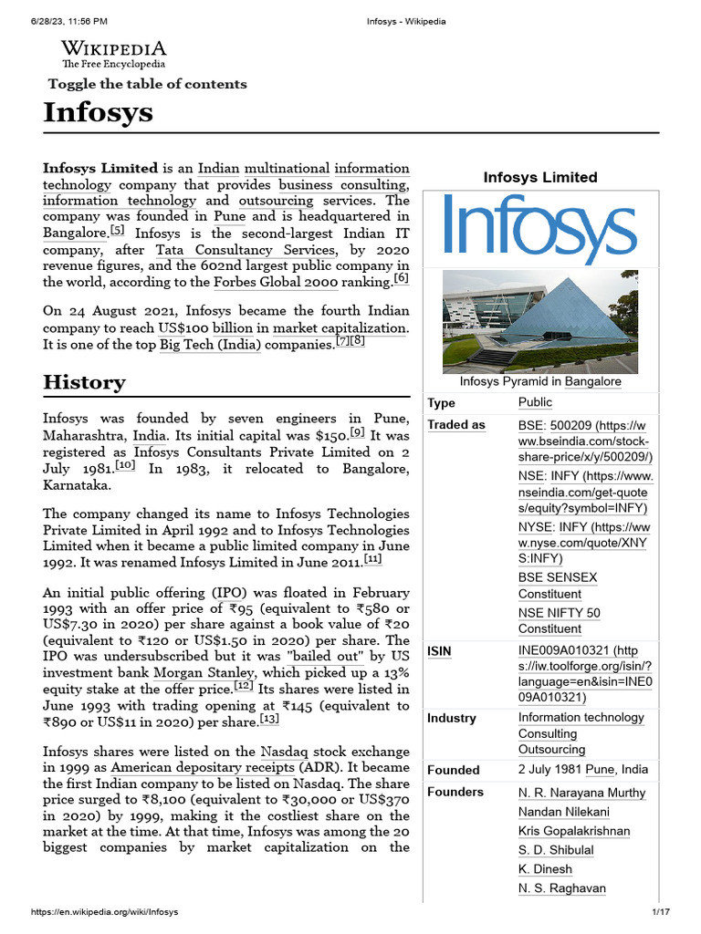 Infosys Technology | PDF | Financial Markets | Business