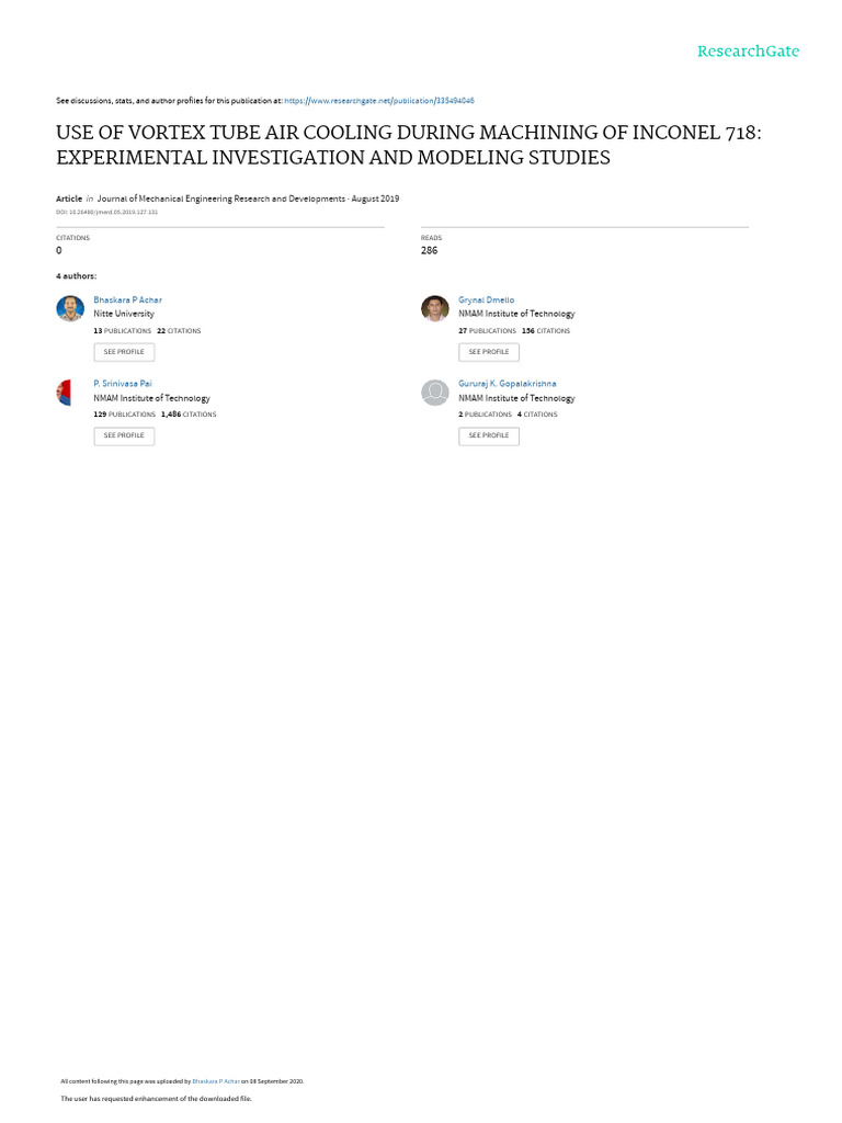 USEOFVORTEXTUBEAIRCOOLING - JMERD 127 131 - Aug2019 | PDF | Mean Squared Error | Dependent And ...