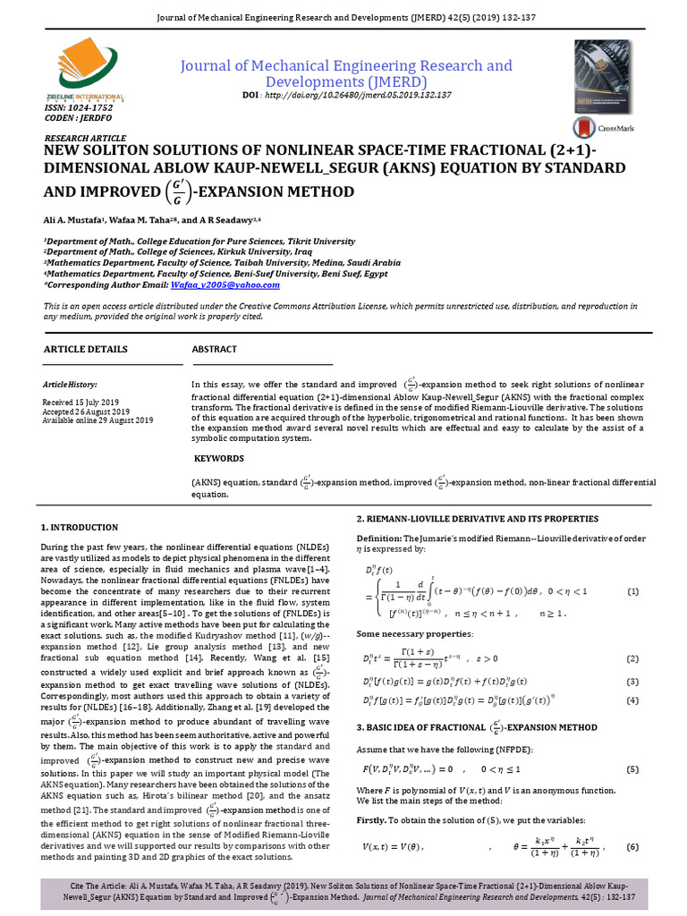 New Soliton Solutions of Nonlinear Space-Time Frac | PDF | Nonlinear ...