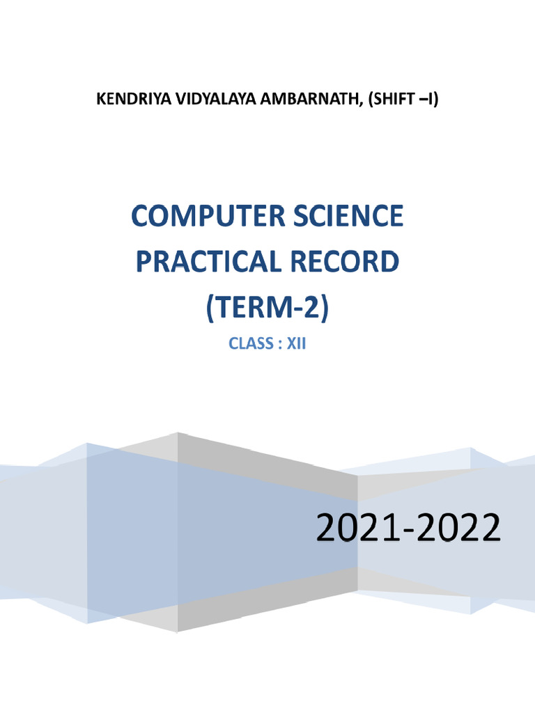 XII CS - Term2 - Practical - Solution | PDF | Table (Database) | Computing