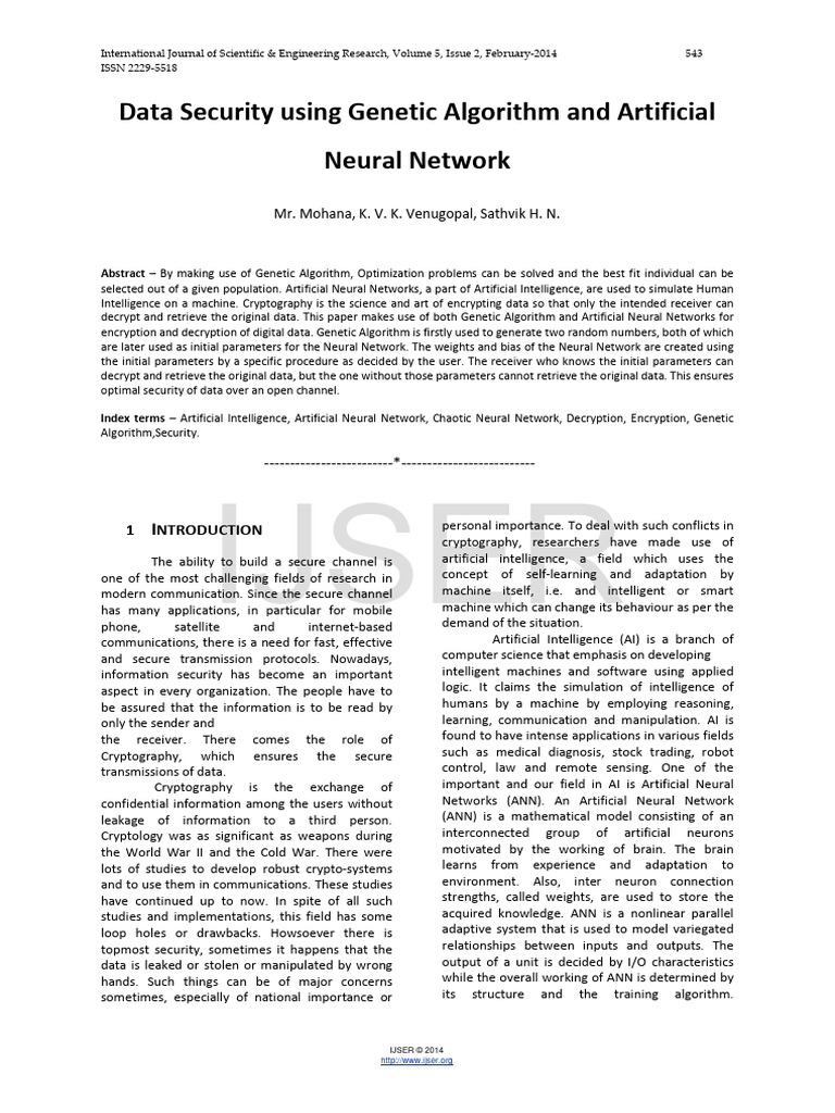 Data Security Using Genetic Algorithm and Artificial Neural Network | PDF | Artificial ...