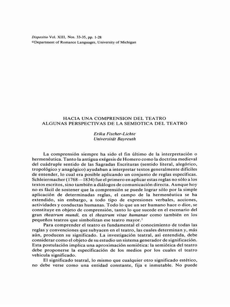 Hacia Una Comprension Del Teatro Algunas Perspectivas de La Semiotica Del Teatro (1) | PDF ...