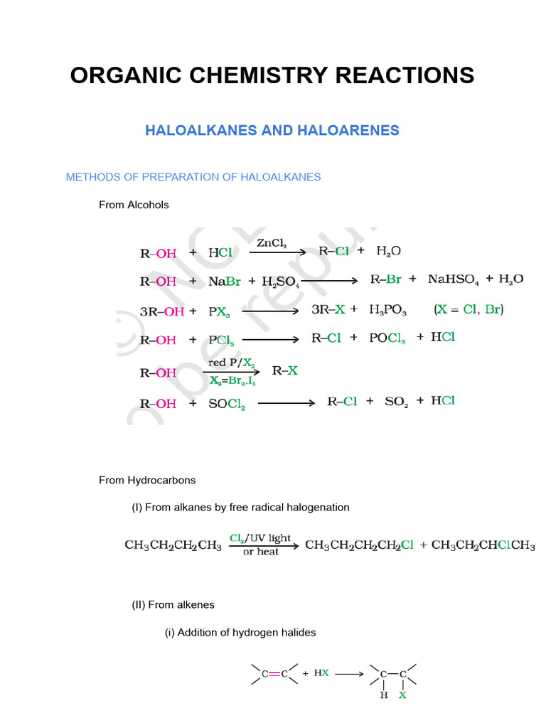 Organic Chemistry Reactions | PDF | Chemical Reactions | Ether