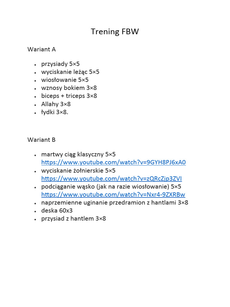 Trening FBW Saker | PDF