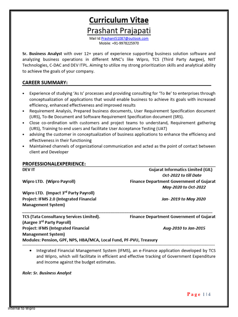 Resume Prashant Prajapati | PDF | Specification (Technical Standard ...