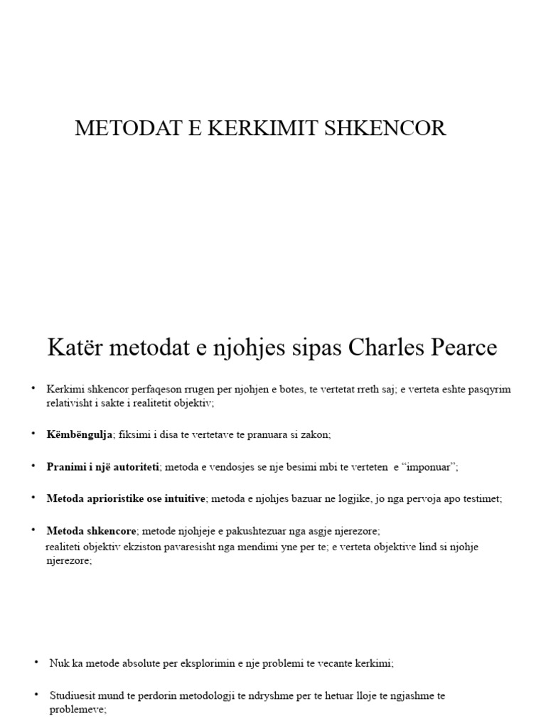 Cikel Leksionesh Metodat e Kerkimit Shkencor | PDF