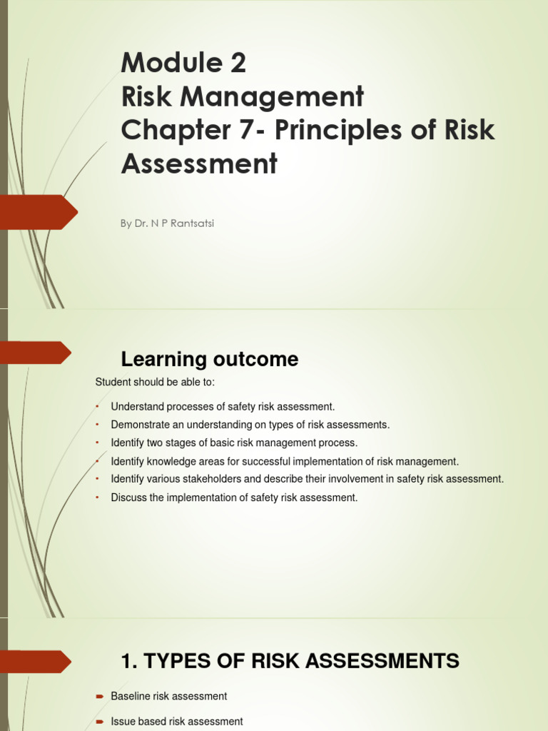 Module 2 - Chap 7 Principles of Risk Assessment (1) Revised | PDF ...