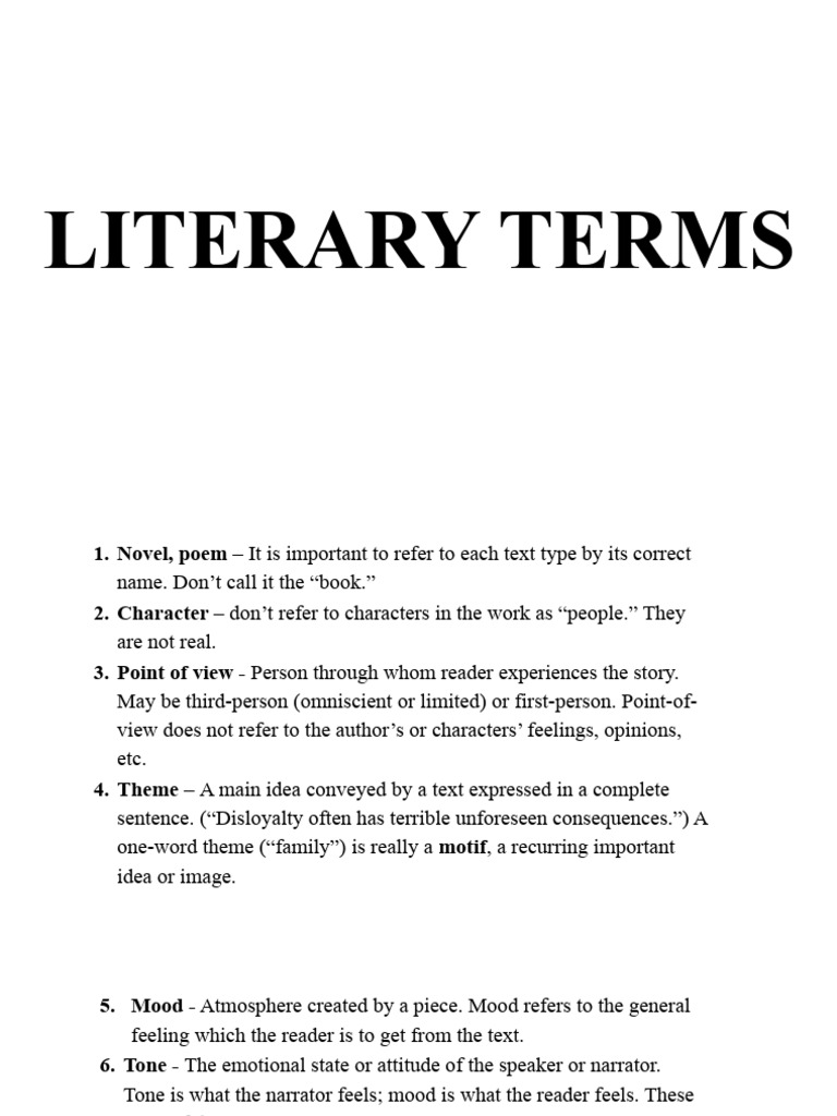 Commonly Used Literary Terms | PDF | Poetry | Narration