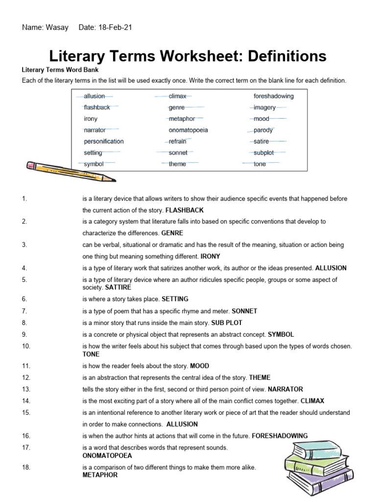 Literary-Terms-Worksheet | PDF