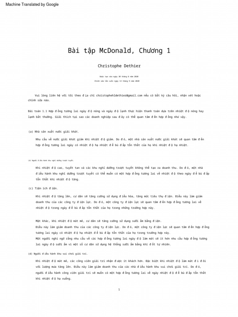 Đáp Án BT C1 TV | PDF