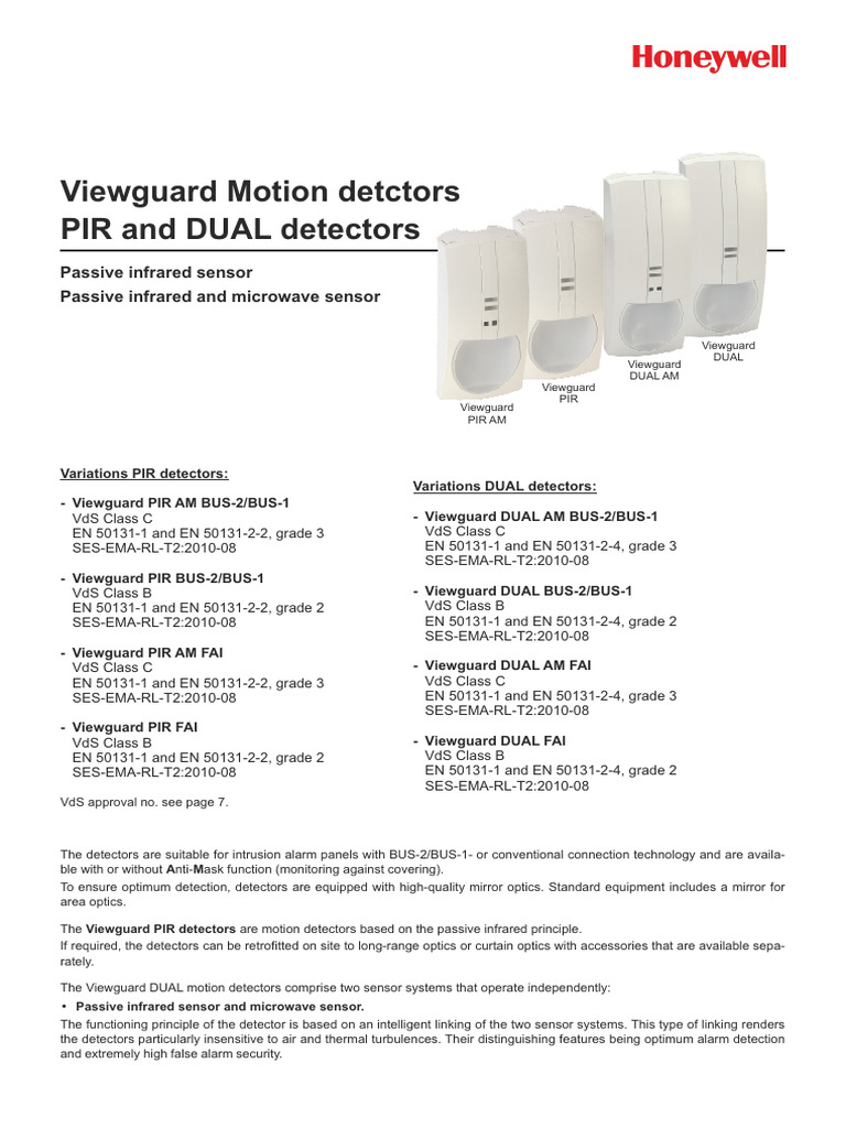 Viewguard Motion Detctors PIR and DUAL Detectors: Passive Infrared ...