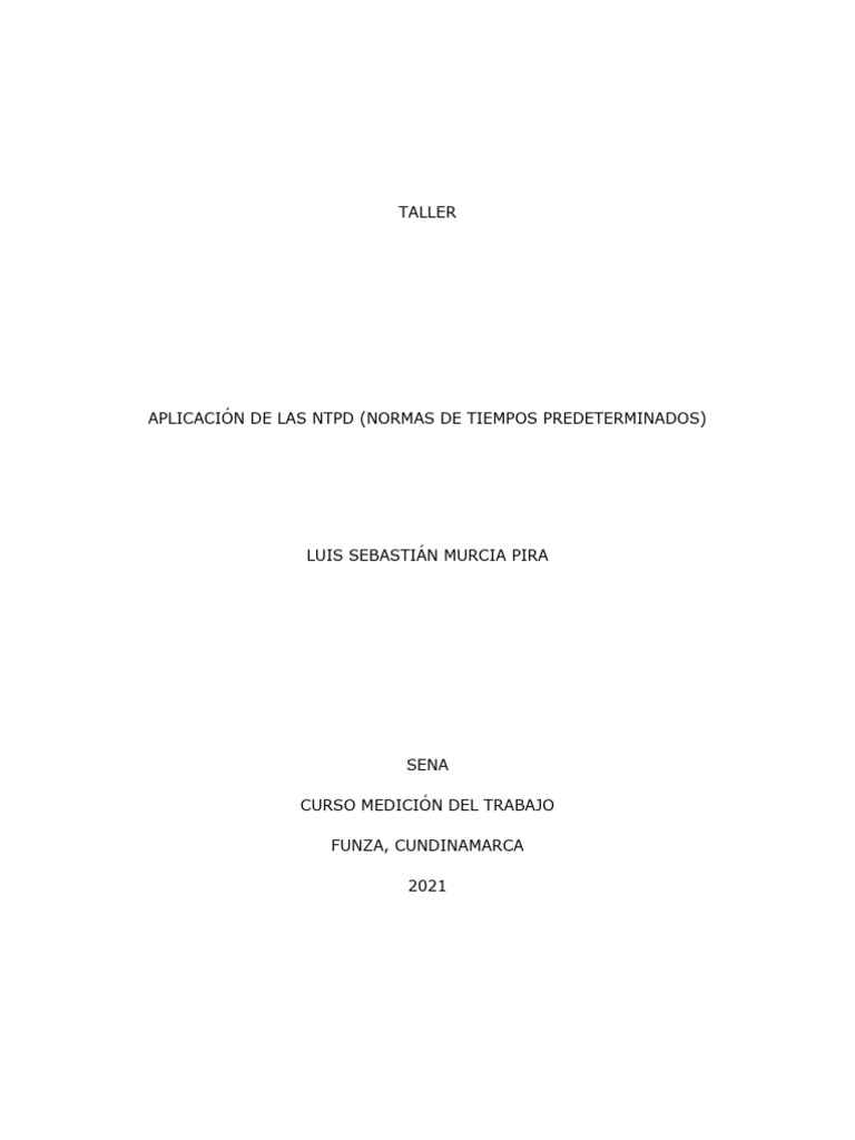 Aplicación de Las NTPD (Normas de Tiempos Predeterminados) | PDF | Business | Planificación