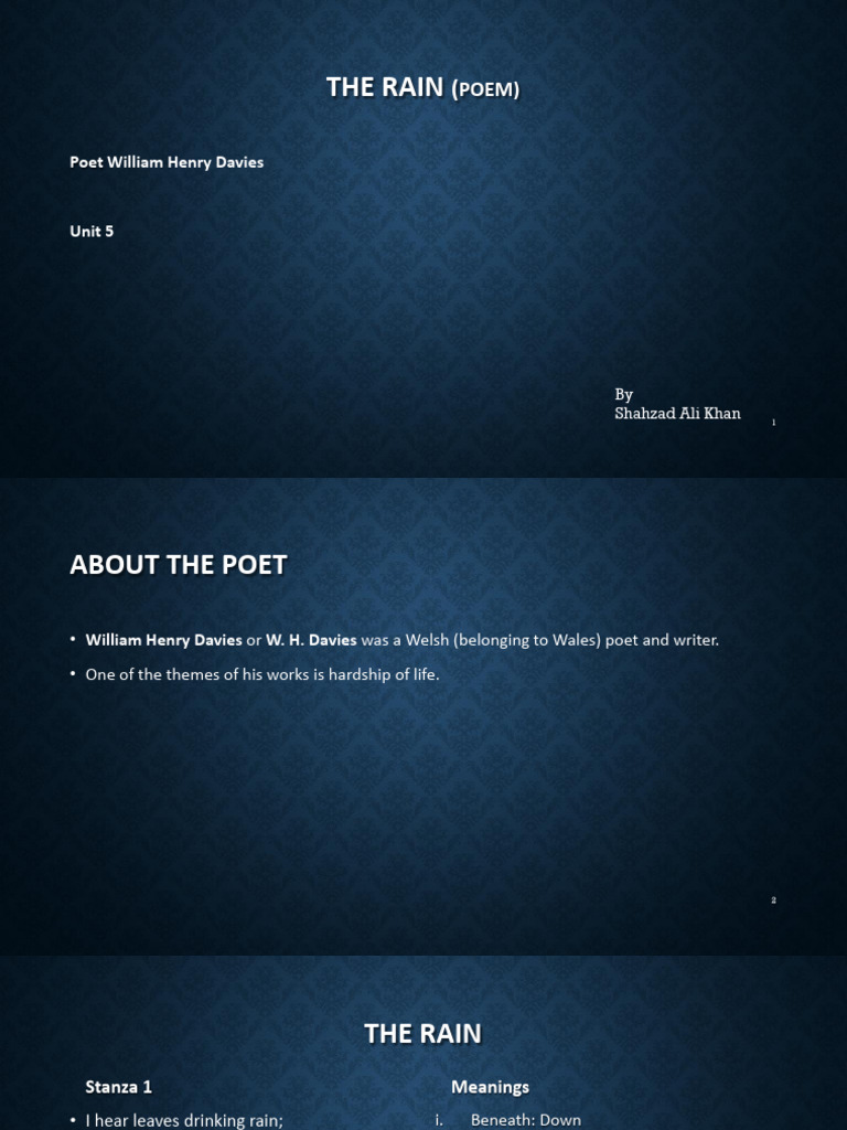 Class X Unit 5 The Rain Unit 8 Peace Poem PPT Original | PDF | Poetry