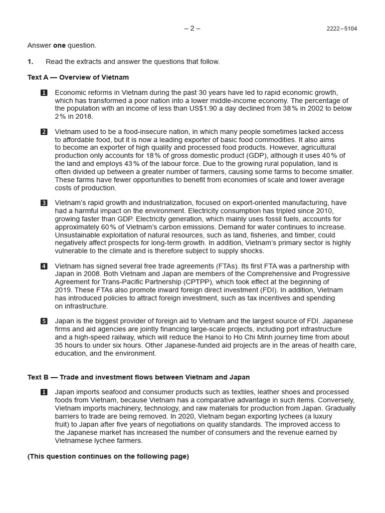 Econ Paper 2 - Sample For Class | PDF | Economic Growth | Vietnam