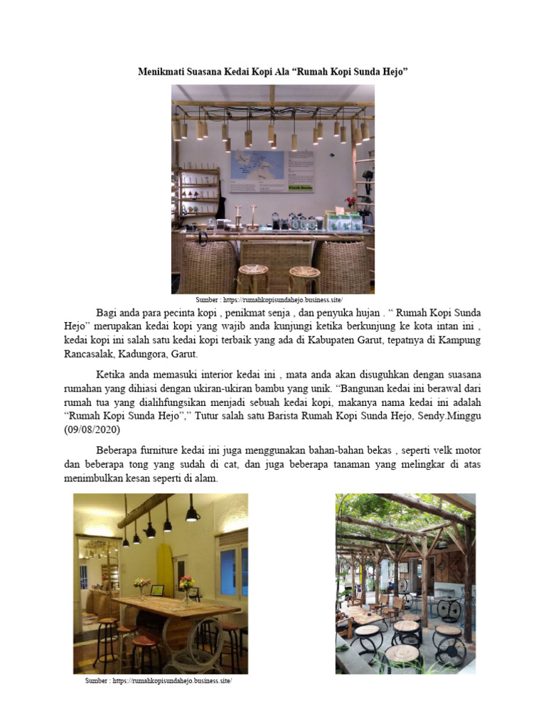 Menikmati Suasana Kedai Kopi Ala Rumah Kopi Sunda Hejo | PDF