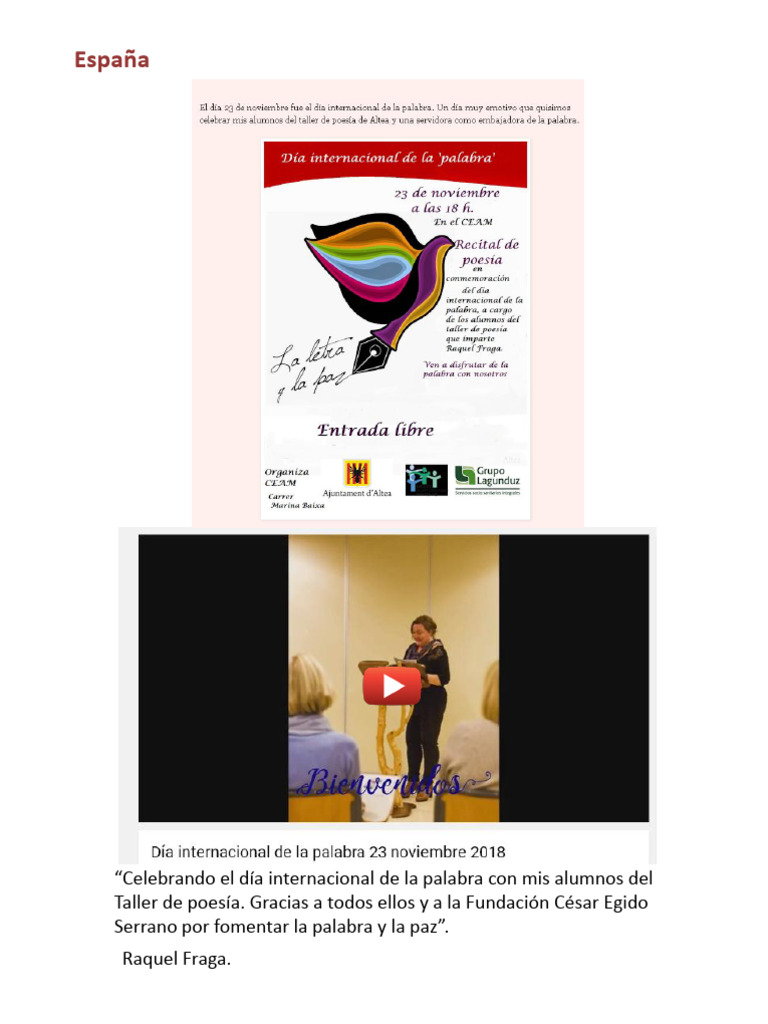 Día de La Palabra Actividades 2018 | PDF | Naciones Unidas | Relaciones ...