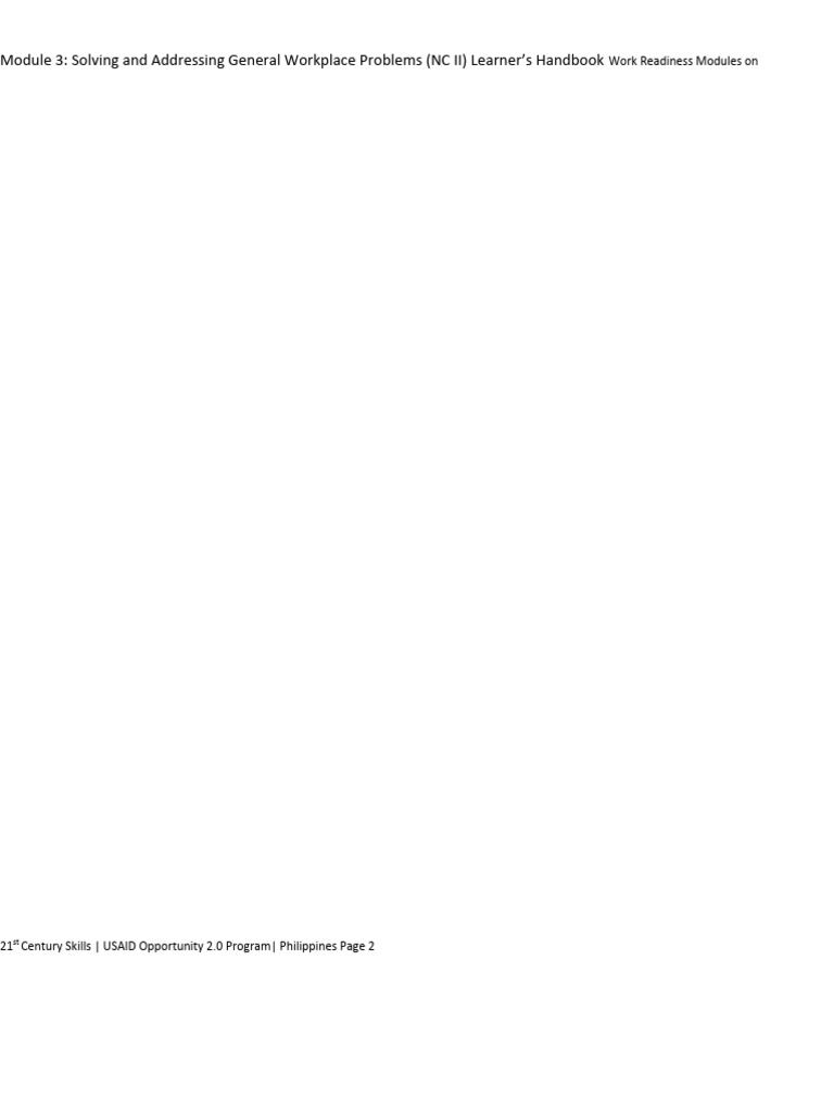 Module 3 - NC II - Solving and Addressing General Workplace Problems ...