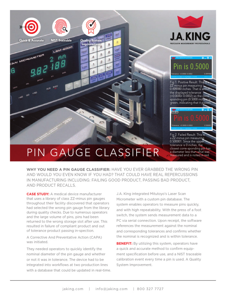 J.A.King Pin Gauge Classifier | PDF | Microsoft Excel | Databases