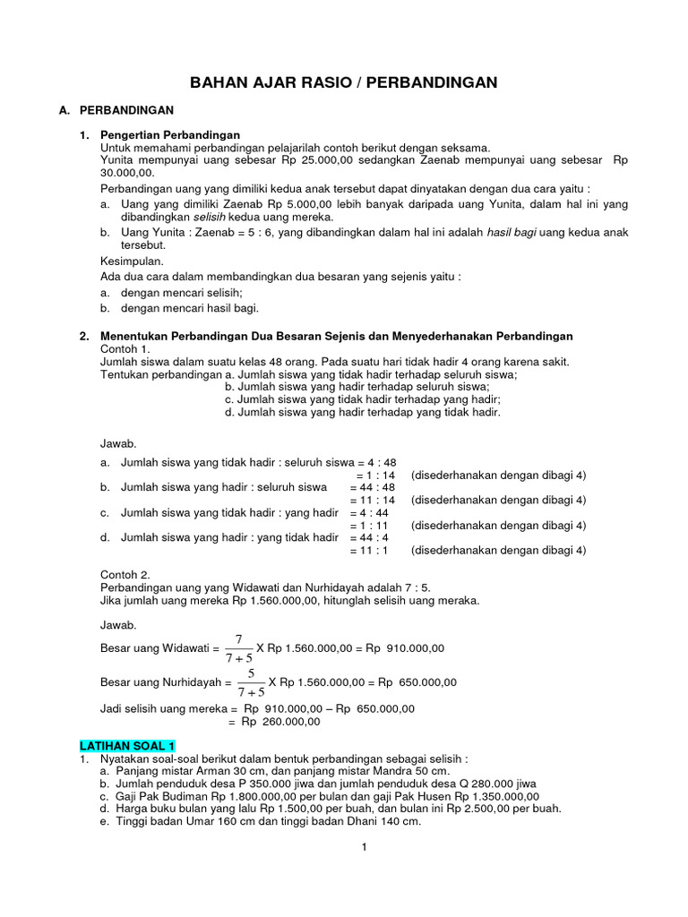 Materi Perbandingan dan Skala | PDF | Metode & Bahan Ajar