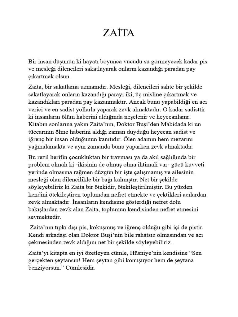 Zaita Karakter Analizi | PDF