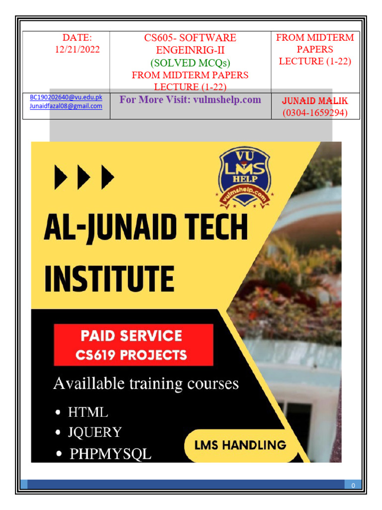 CS605 MIDTERM SOLVED MCQS by JUNAID | PDF | Software Prototyping ...