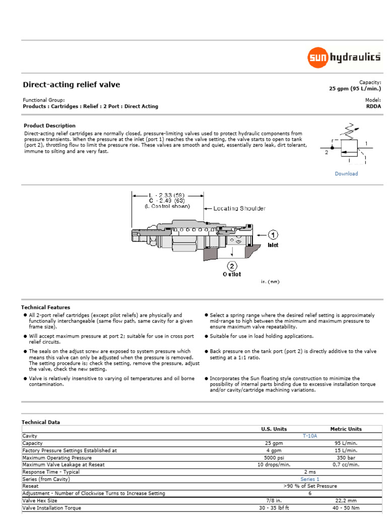 RDDA - Direct-Acting Relief Valve | PDF | Valve | Screw