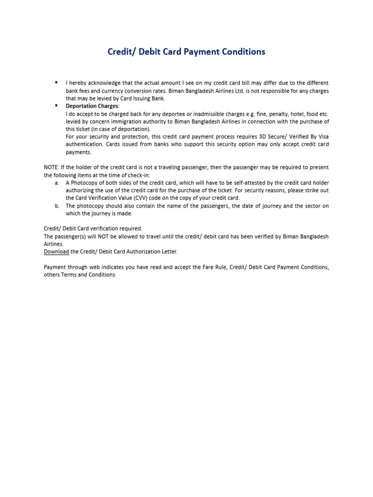 Credit Debit Card Payment Condition | PDF | Finance & Money Management ...