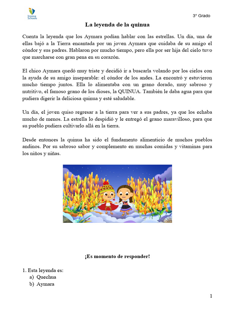 La Leyenda de La Quinua - 1 - 155555717 | PDF | Ciencias sociales ...