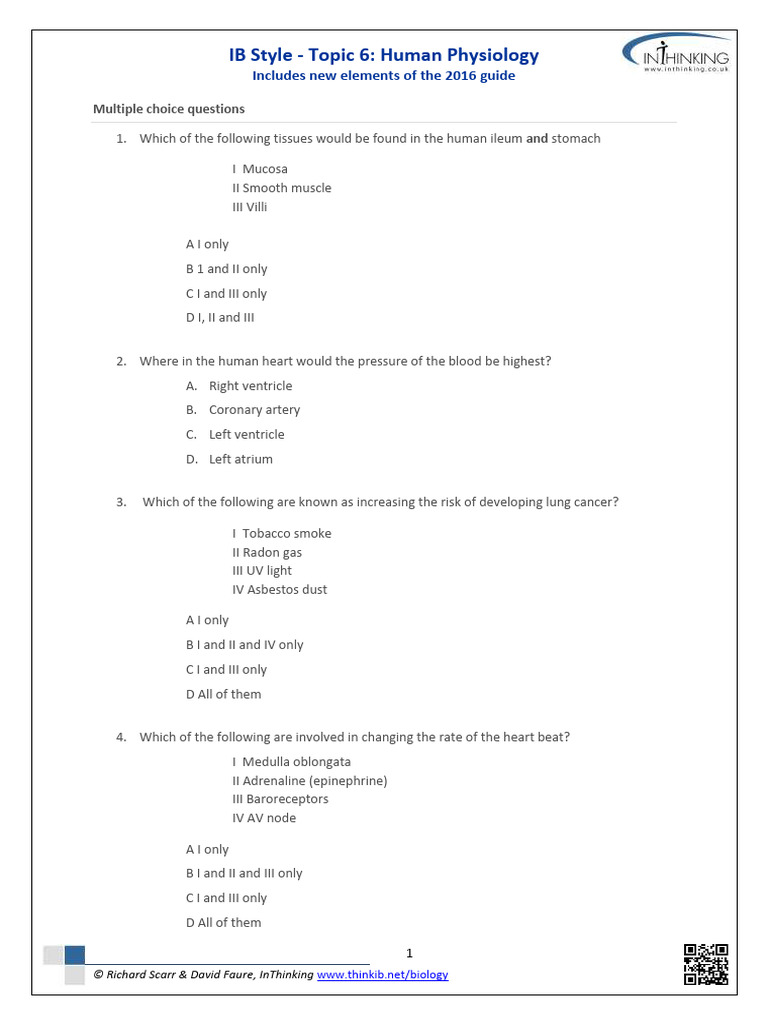 Human Physiology: IB Topic 6 Guide | PDF | Chemical Synapse ...