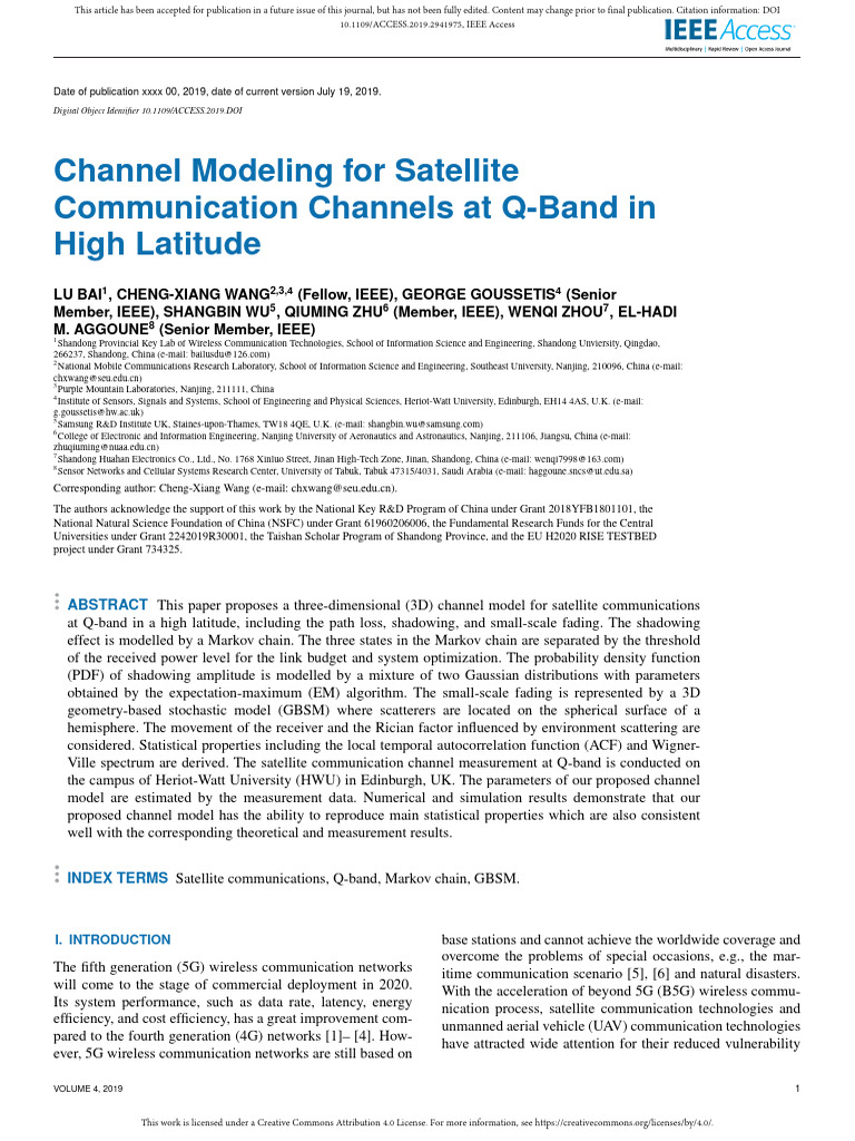 Channel_Modeling_for_Satellite_Communication_Chann | PDF | Extremely High Frequency | Markov Chain