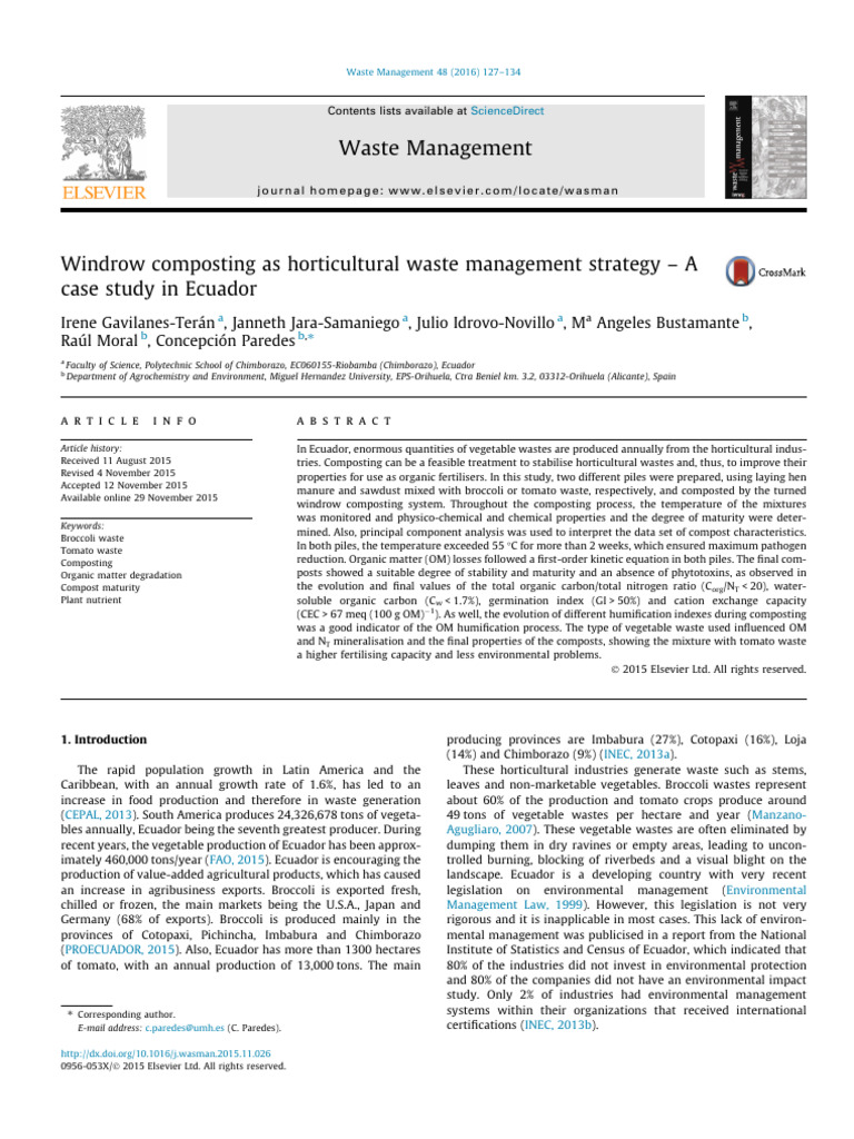Windrow Composting As Horticultural Waste | PDF | Compost | Fertilizer