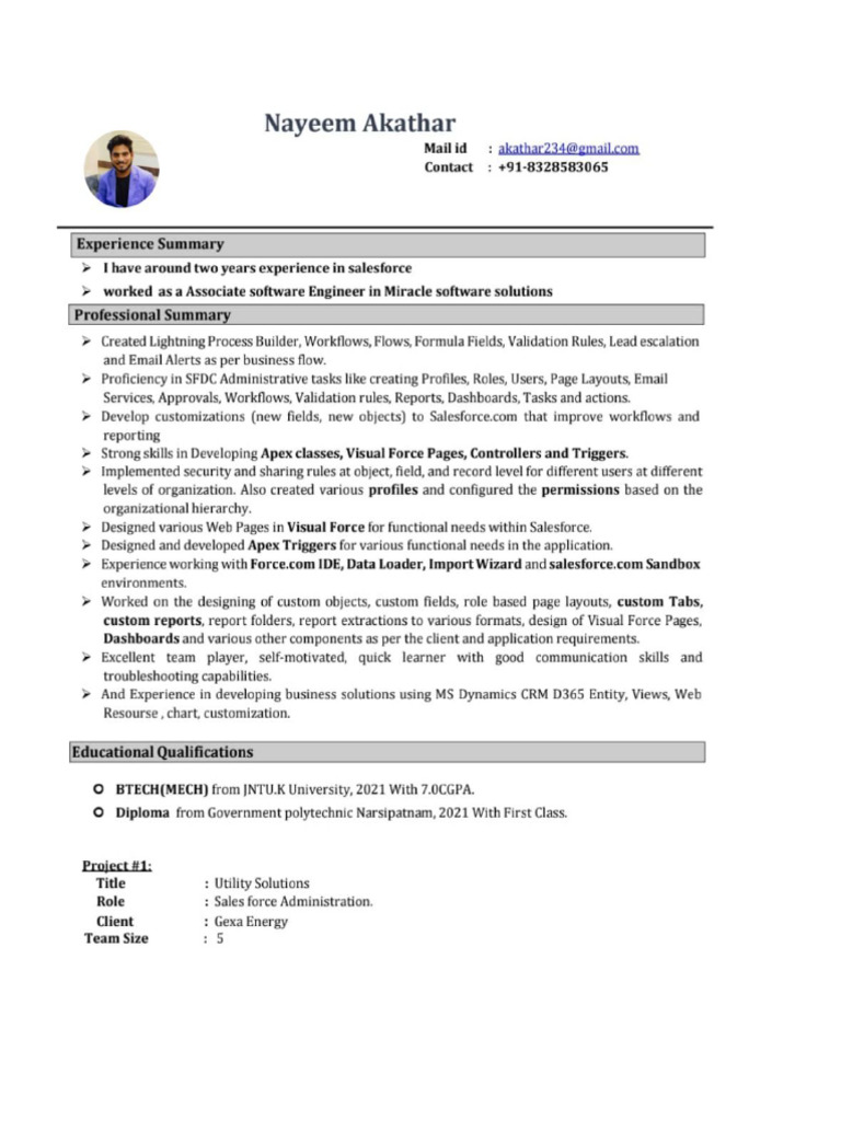 Sfdc Resume Pdf 