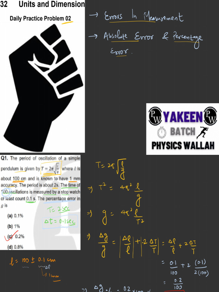 Unit and Dimension Dpp-2 Solution | PDF