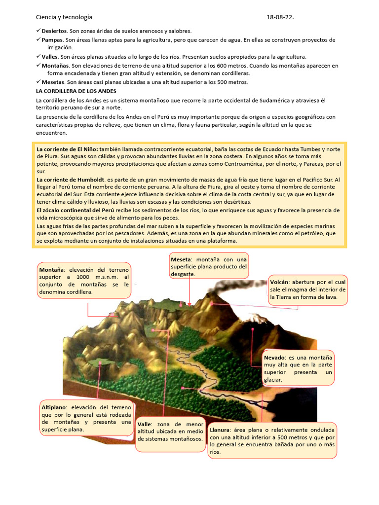 Ficha Relieve Del Peru 18-08-22 | Descargar gratis PDF | Desierto ...