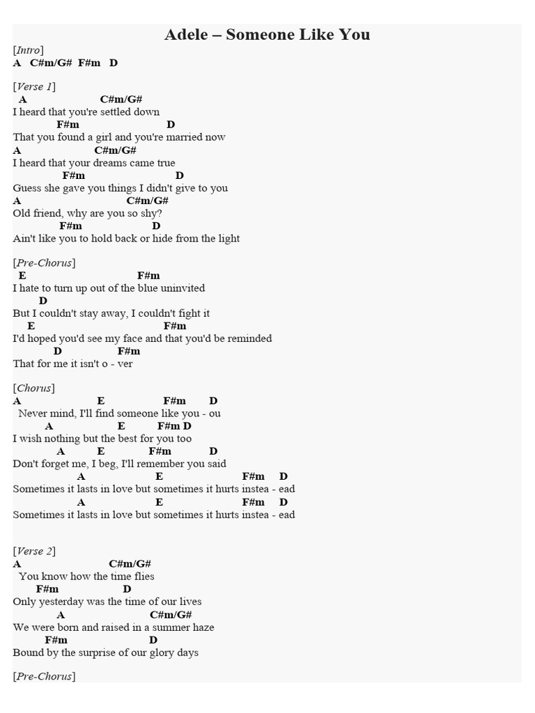 Adele - Someone Like You | PDF | Song Structure