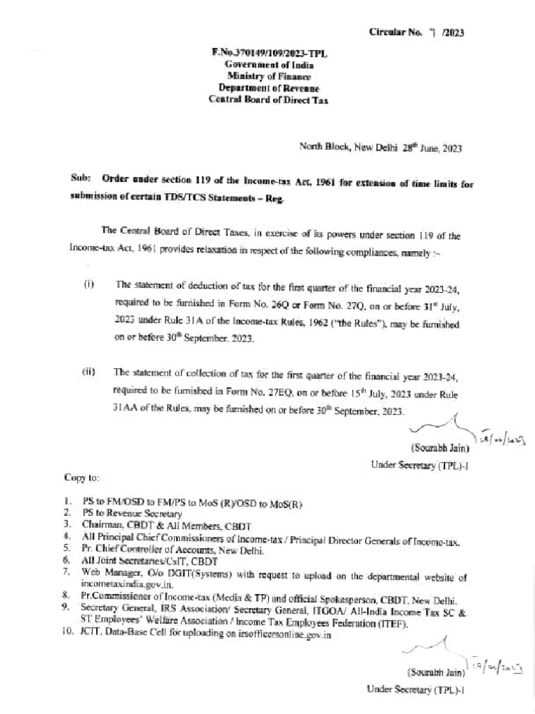 CBDT Circular No. 9 2023 | PDF | Income Tax | Public Law