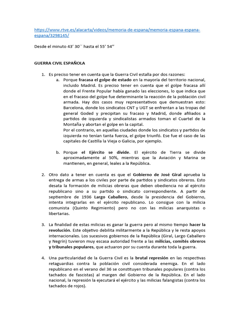 GUERRA CIVIL-GuioÌ N | PDF | guerra civil Española | España franquista