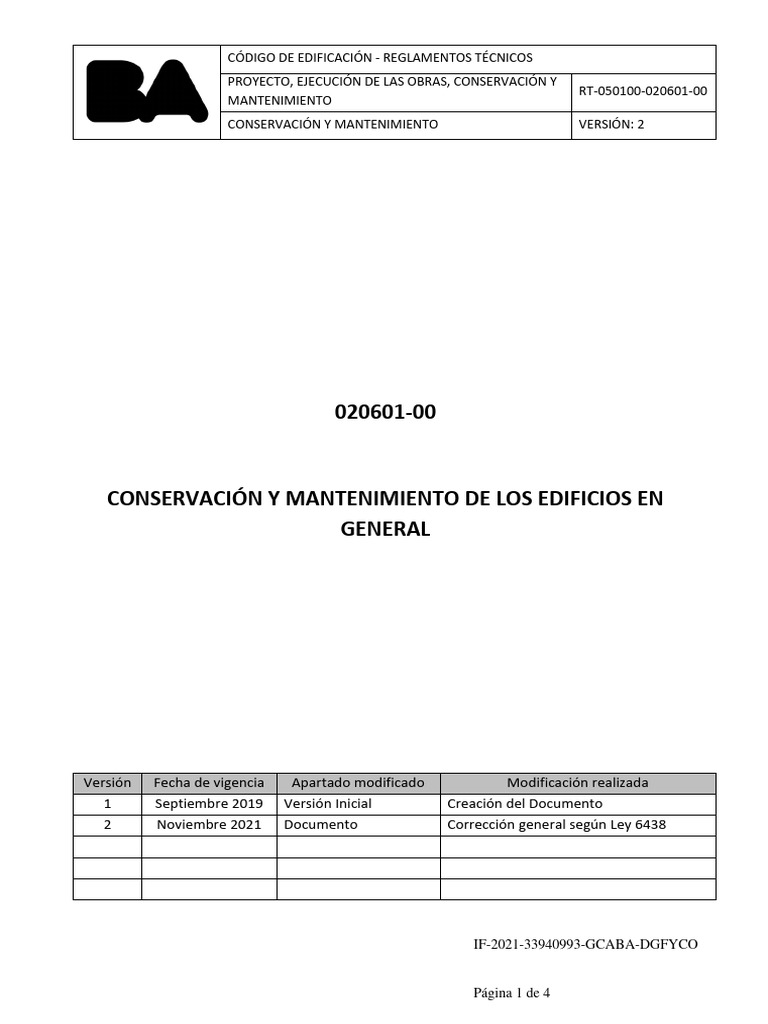 Rt-020601-00-V2-Conservacion y Mantenimiento de Los Edificios en Gral-Generalidades | Descargar ...
