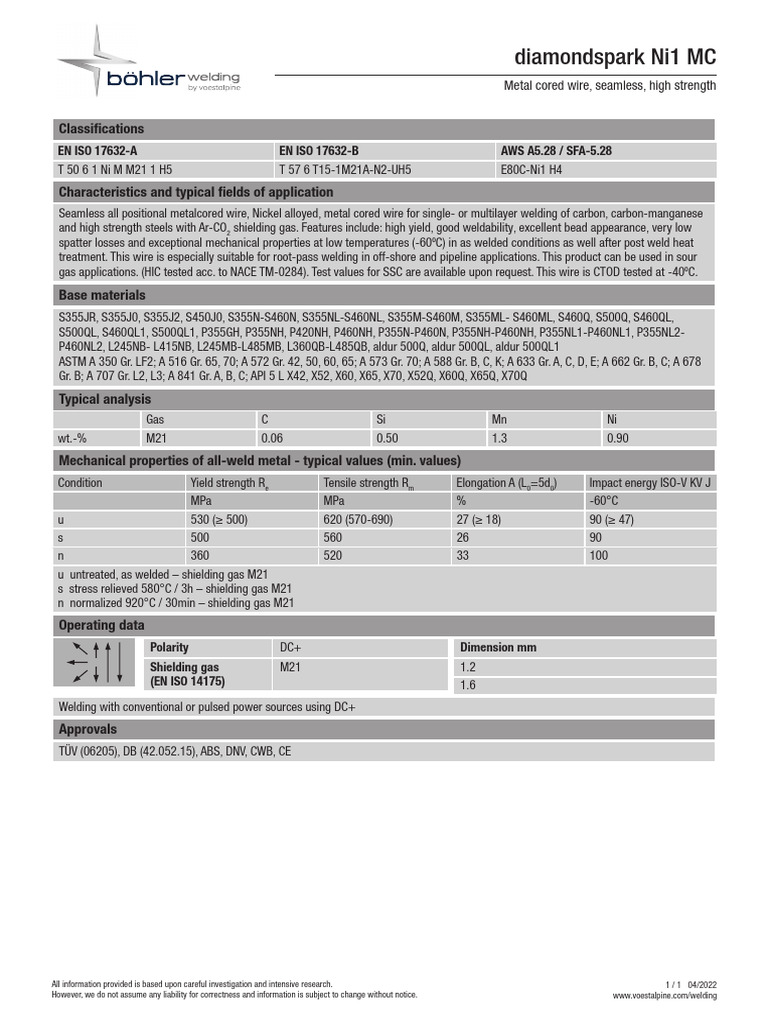 L1 8515 en Diamondspark Ni1 MC CU05120F 3241743 EN | PDF | Welding ...