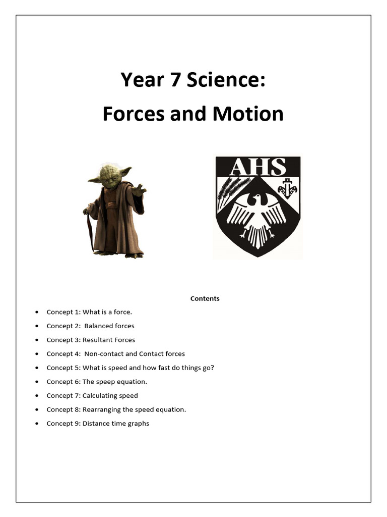 Year 7 Science: Forces and Motion | PDF | Force | Euclidean Vector