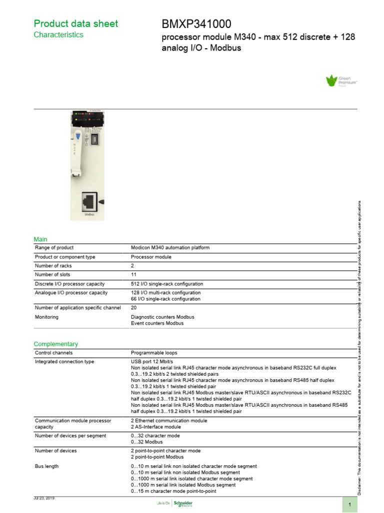 Modicon M340 - BMXP341000 | Download Free PDF | Programmable Logic ...