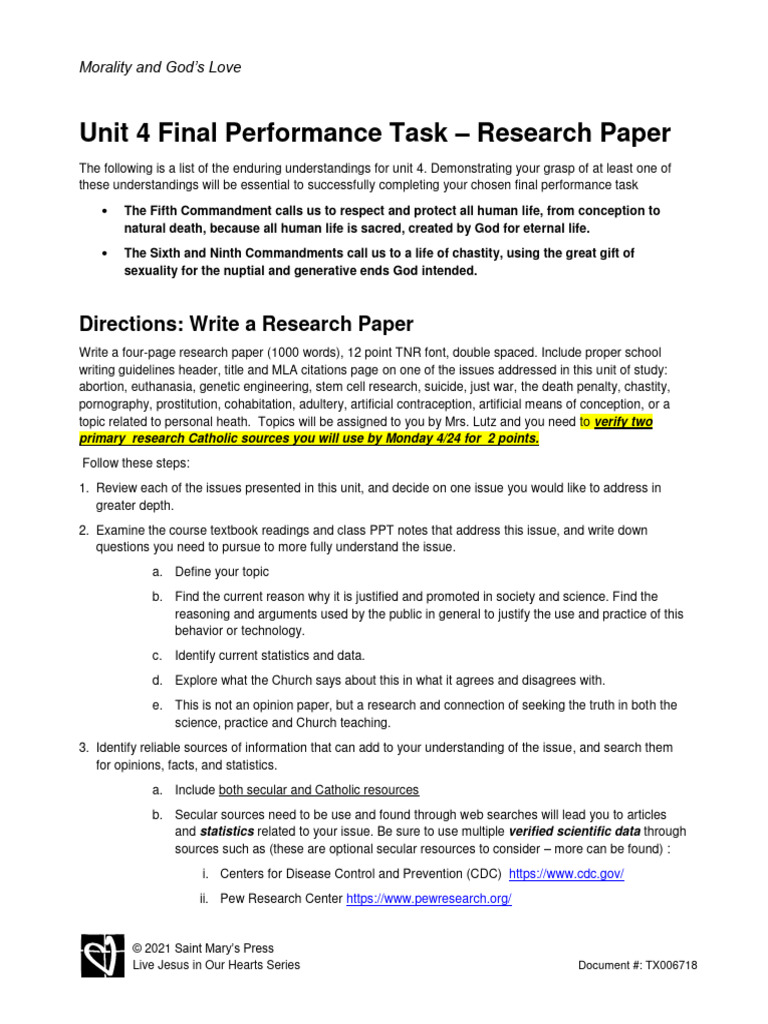 Unit+4+Final+Performance+Task Research+Paper | PDF
