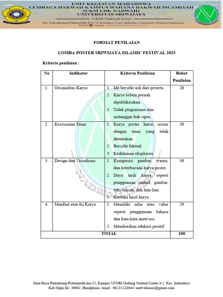 Format Penilaian Poster Sif 2023 | PDF
