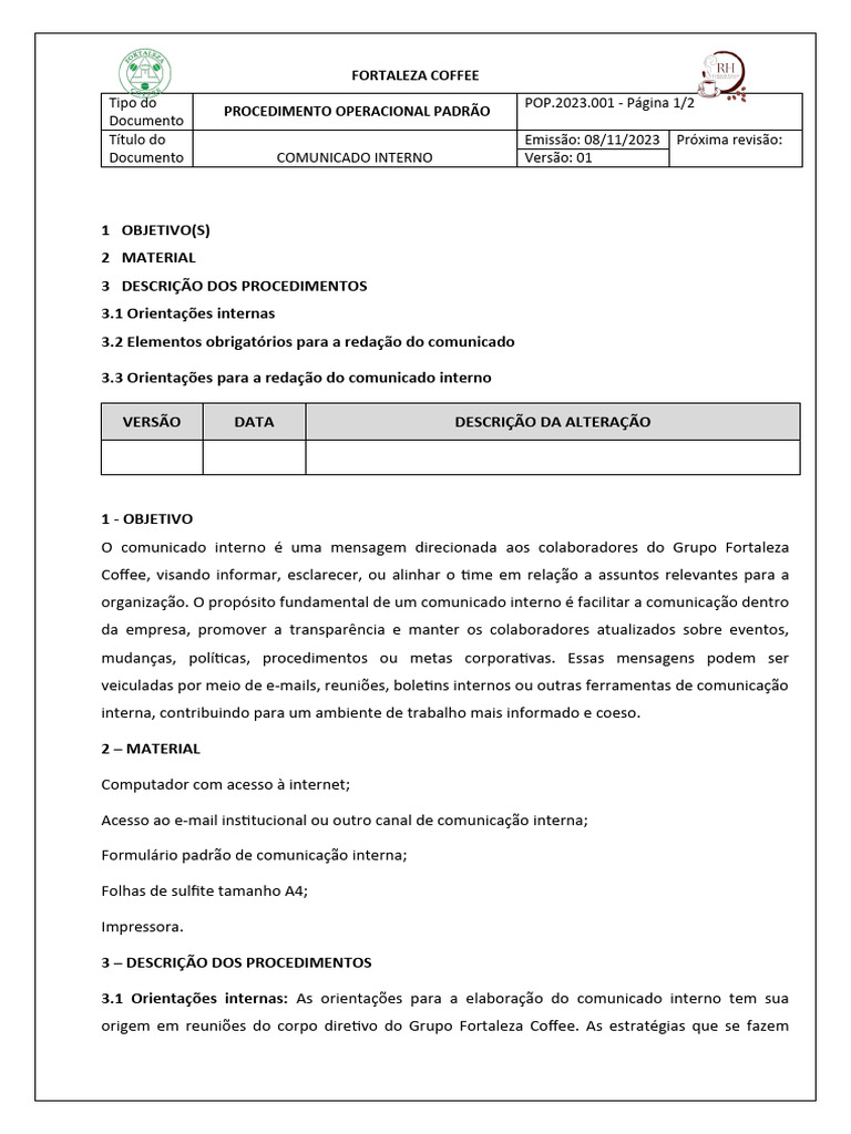 Modelo de Comunicado Interno para Empresas | PDF | Informação | Gestão ...