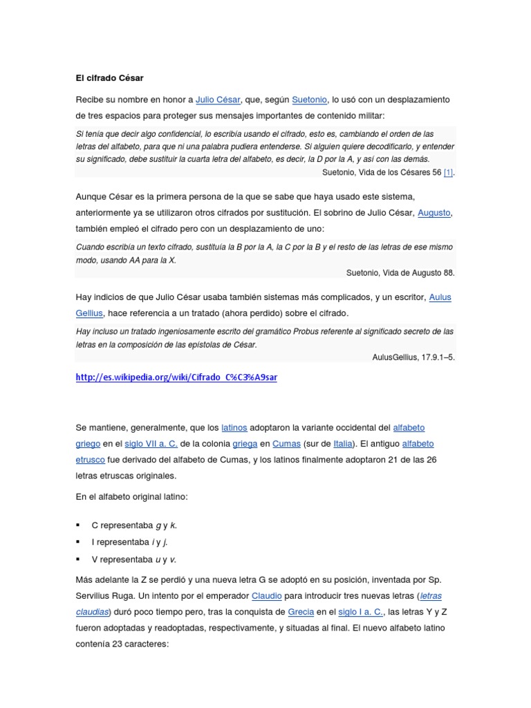 Cifrado Cesar | PDF | Escritura latina | Idiomas