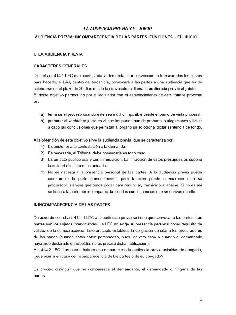 Tema 4.audiencia Previa | PDF | Demanda judicial | Sentencia (ley)