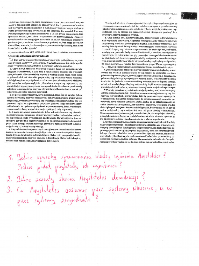 Ustroje Właściwe I Zwyrodniałe - Arystoteles | PDF