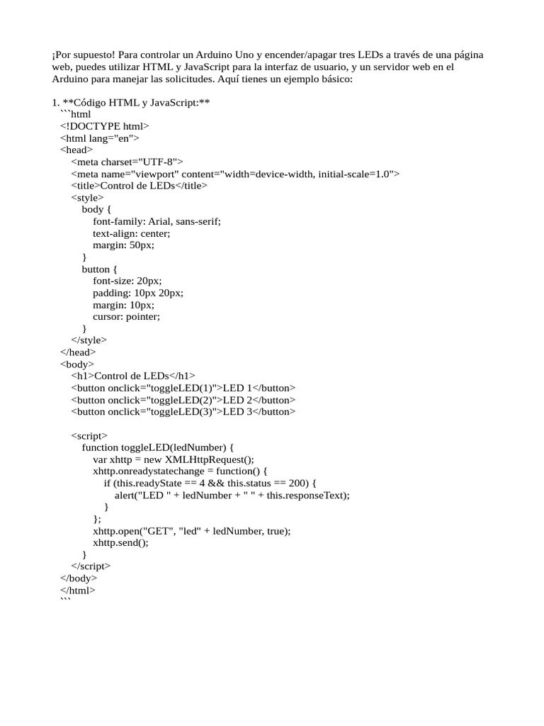 Control Html Y Arduino Pdf Script Java Informática 5477