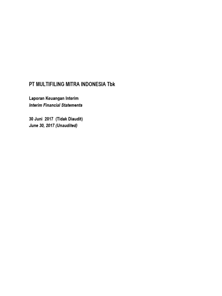 Laporan Keuangan Interim PT Multifiling 2017 | PDF | Dividen | Rupiah ...