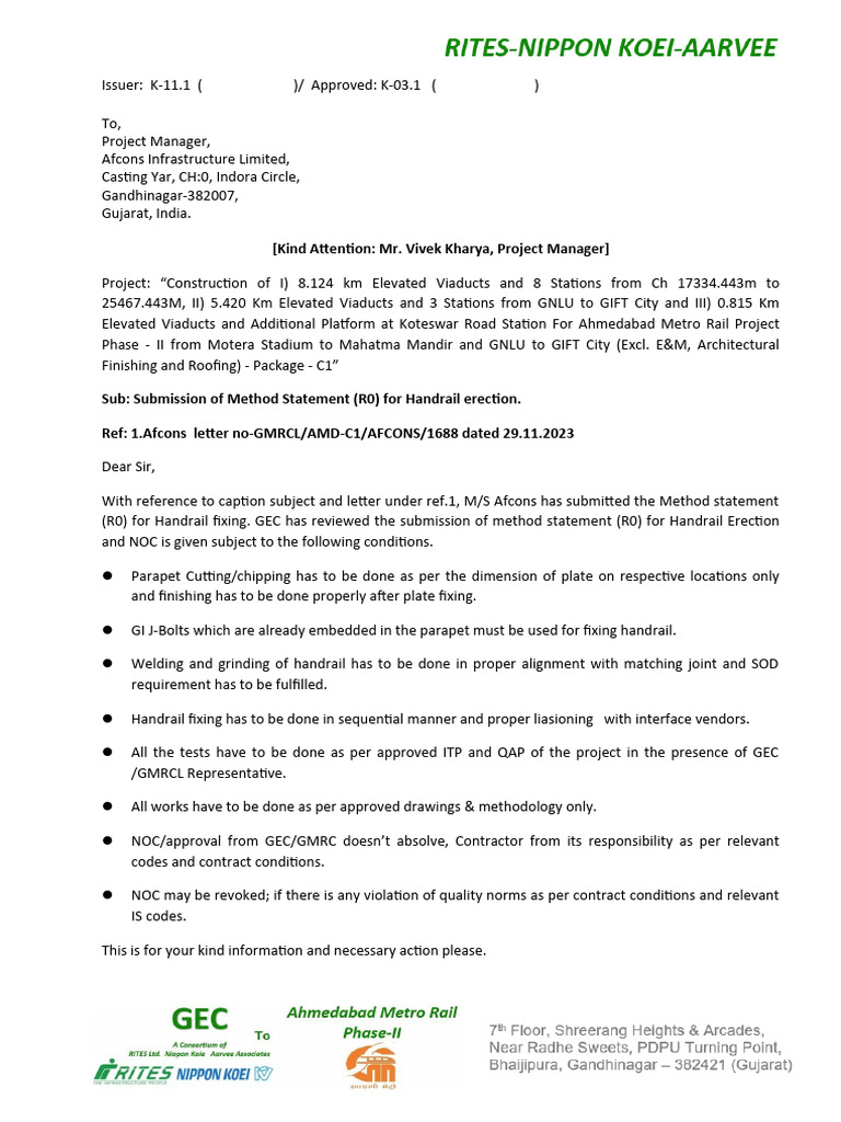 Draft Reply Letter - Handrail MS | PDF